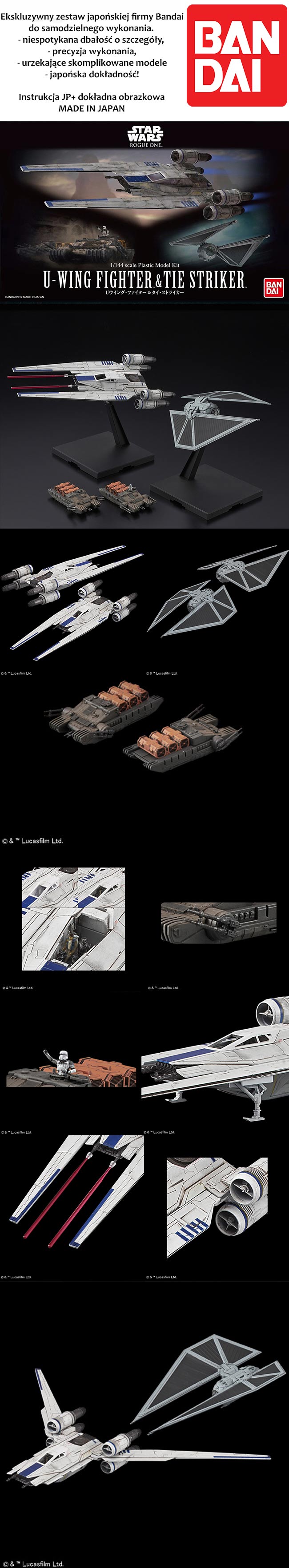 Bandai Star Wars U-Wing Fighter & Tie Striker 1/144 Scale Plastic Model ...
